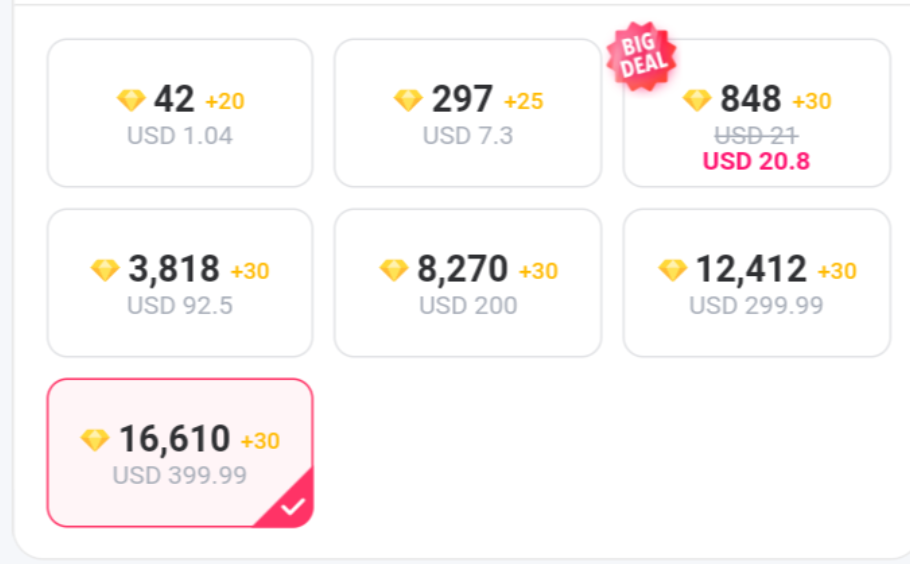 BIGO Live Top Up BIGO Live Top Up 768 Diamonds $20 VIALOGIN