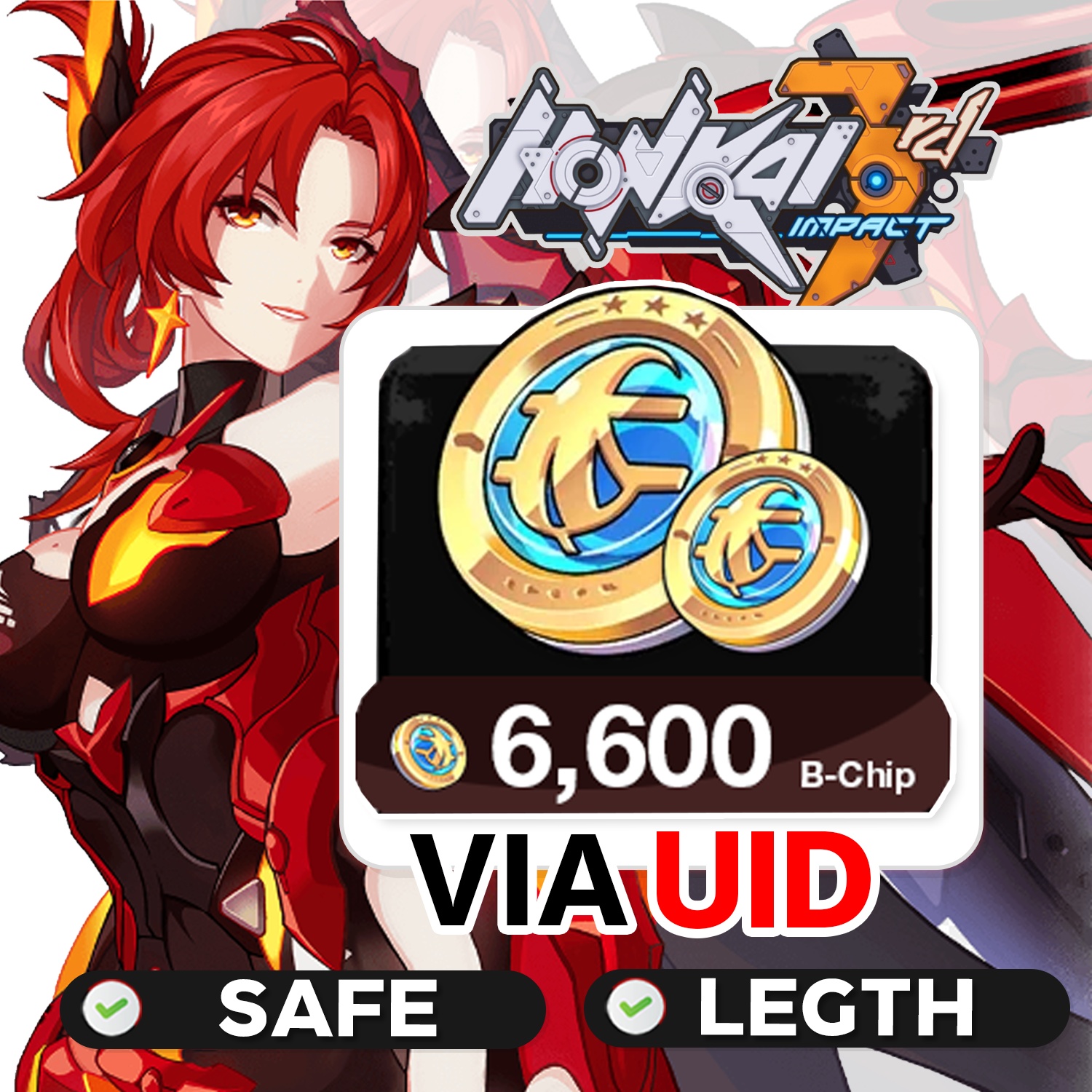 [ UID ] Honkai Impact 3 ASIA - 6600 B-Chips Save Fast Legit